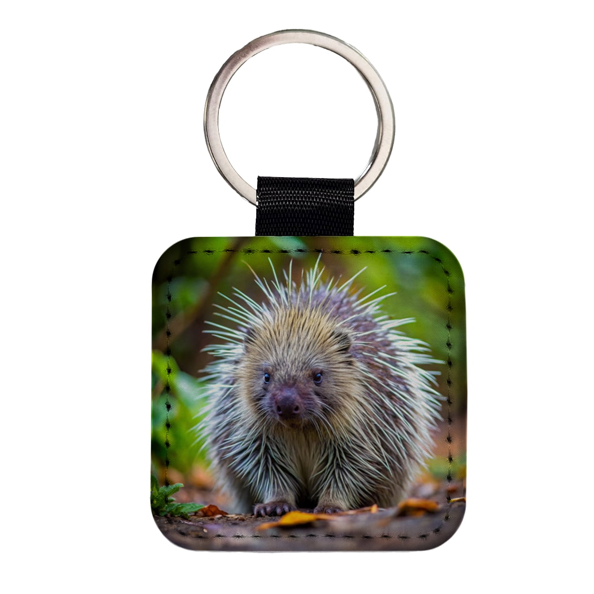 Porcupine Faux Leather Square Keychain - Walmart.com