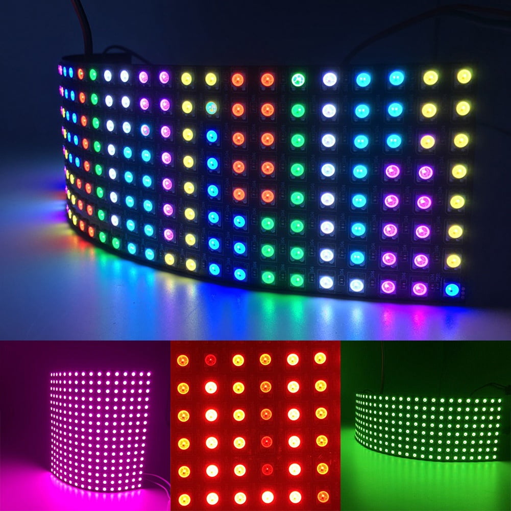 Porfeet 8x8/16x16/8x32cm WS2812B RGB LED Individually Addressable Pixel ...