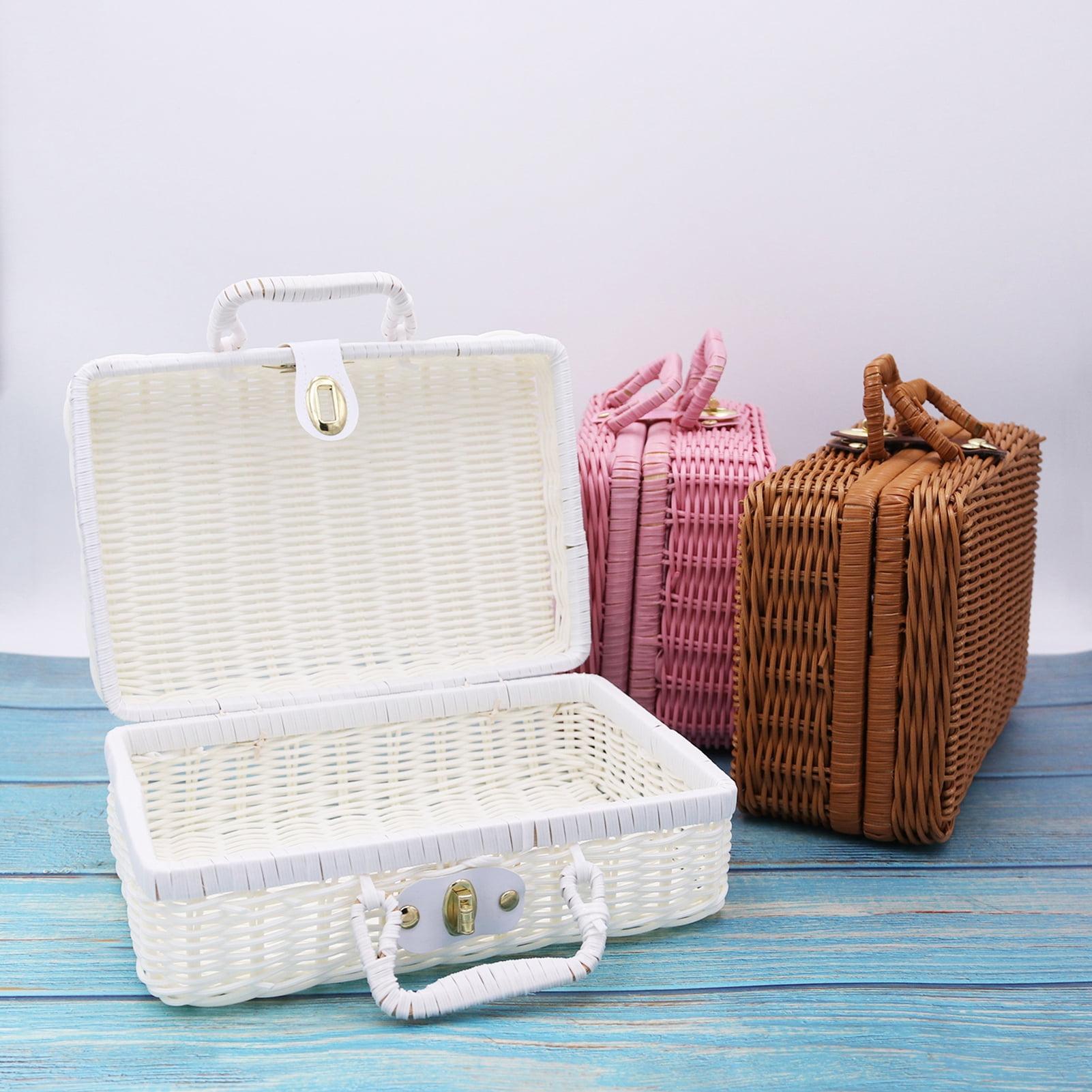 Porfeet Storage Case Handmade Weaving Mini Suitcase Rattan Photo Props ...