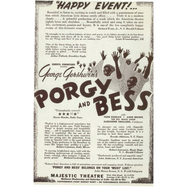 Porgy And Bess (Broadway) - movie POSTER (Style B) (11" x 17") (1936 ...