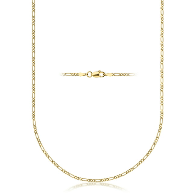 Pori Jewelers 14K Solid Gold 2.5MM Figaro Chain Necklace - Walmart.com