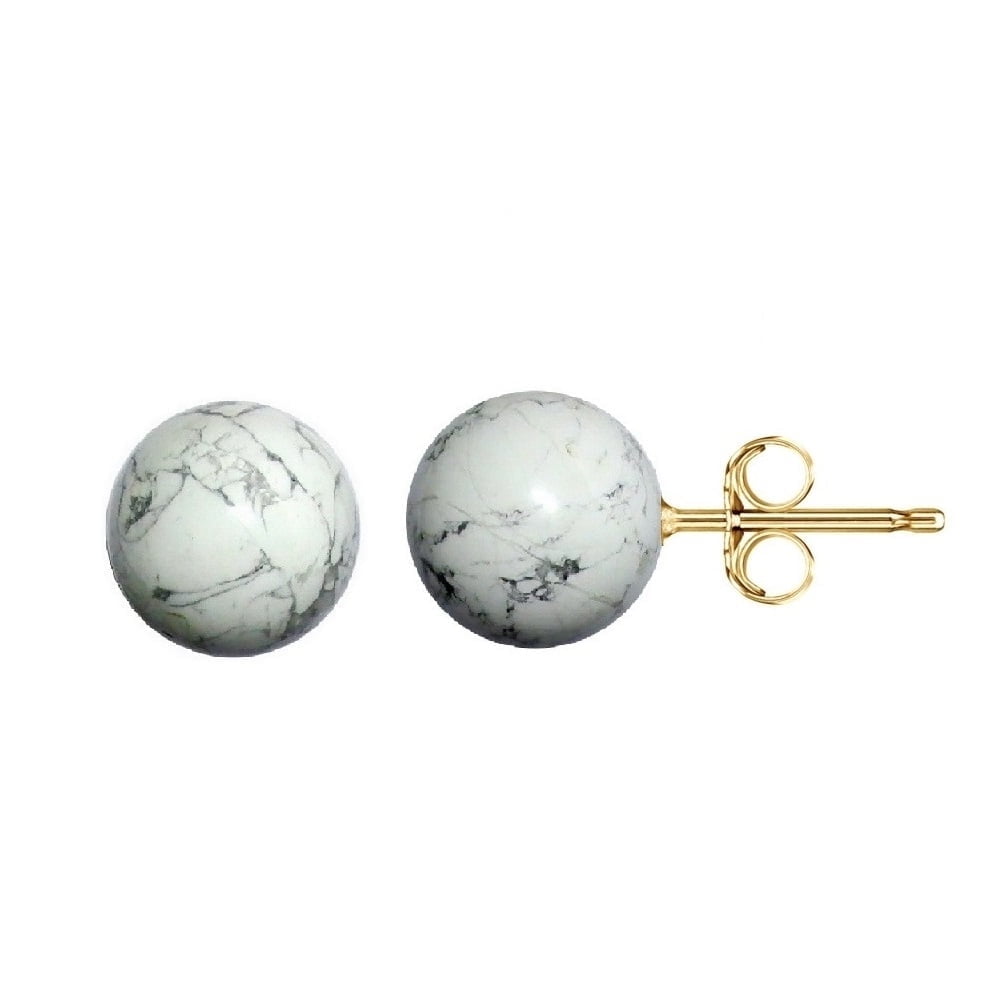 Pori Jewelers 6MM GENUINE White Onyx Ball in 14K Solid Gold Stud ...