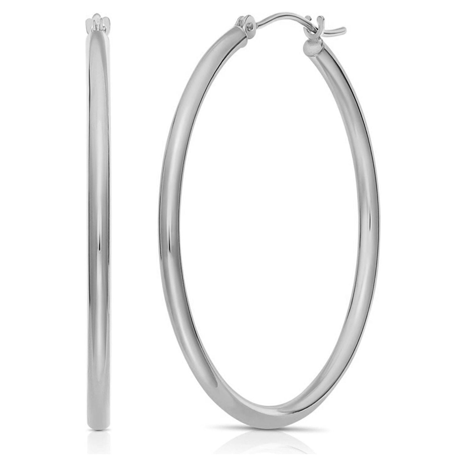 Pori Jewelers Sterling Silver 1.5mm x 50mm Plain Hoop Earrings ...