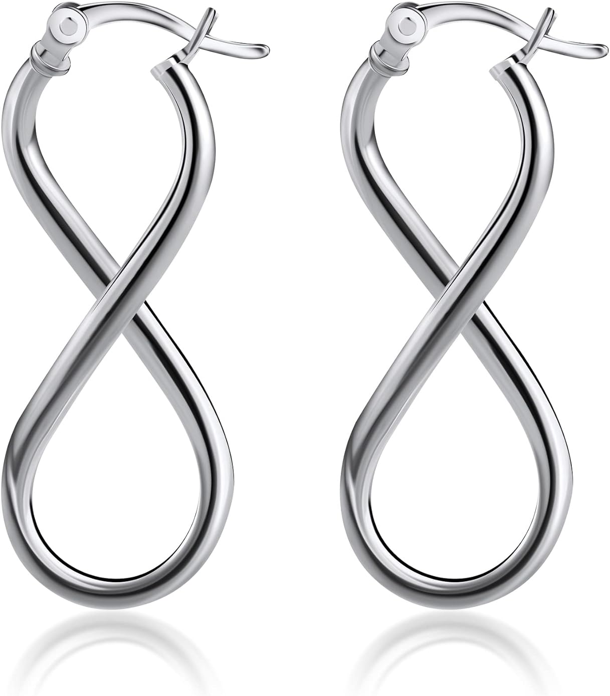 Time and Tru Silvertone Pull-Through Loop Hoop Earrings - Walmart.com
