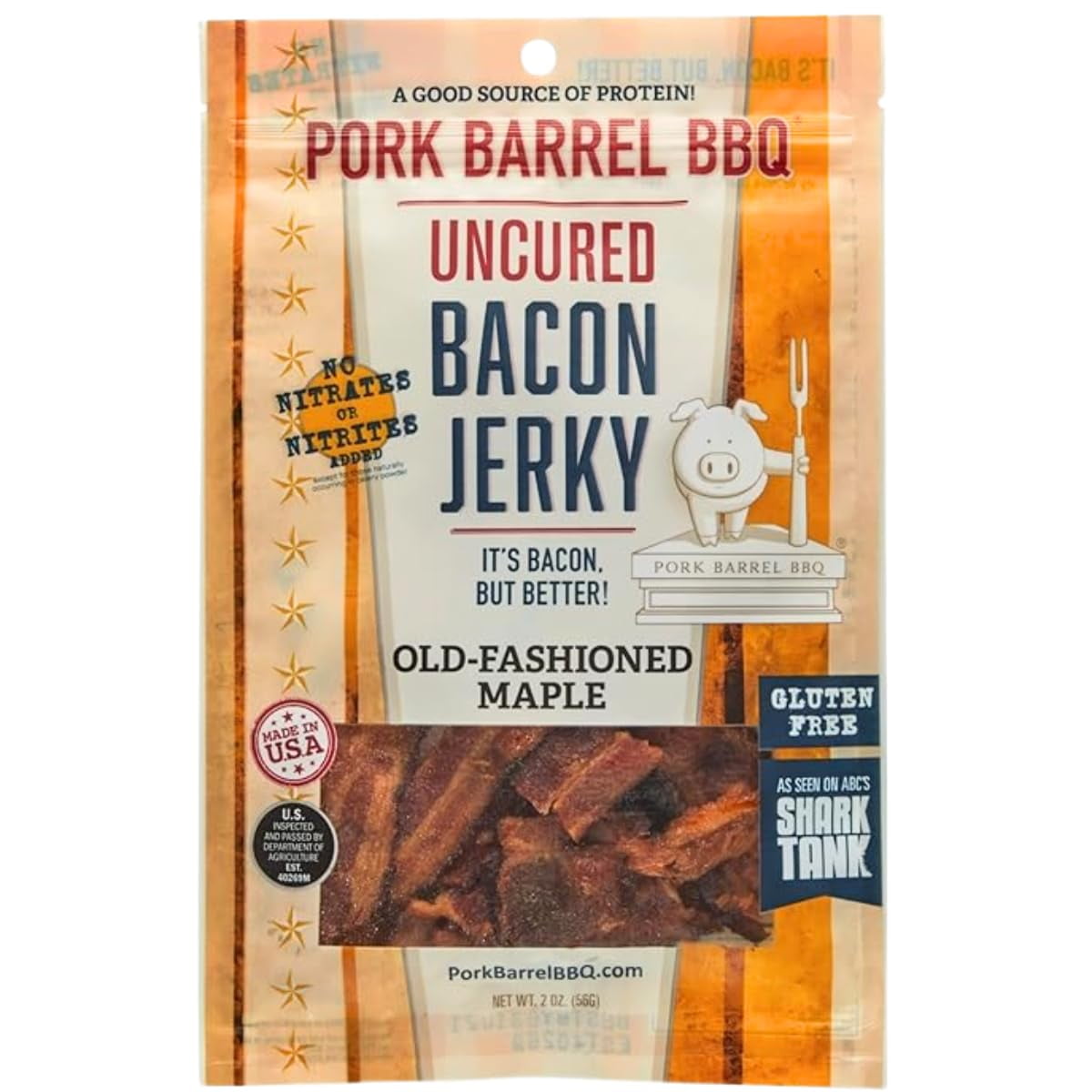 Pork Barrel BBQ Old-Fashioned Maple Bacon NSD3 Jerky - Uncured Snacks ...