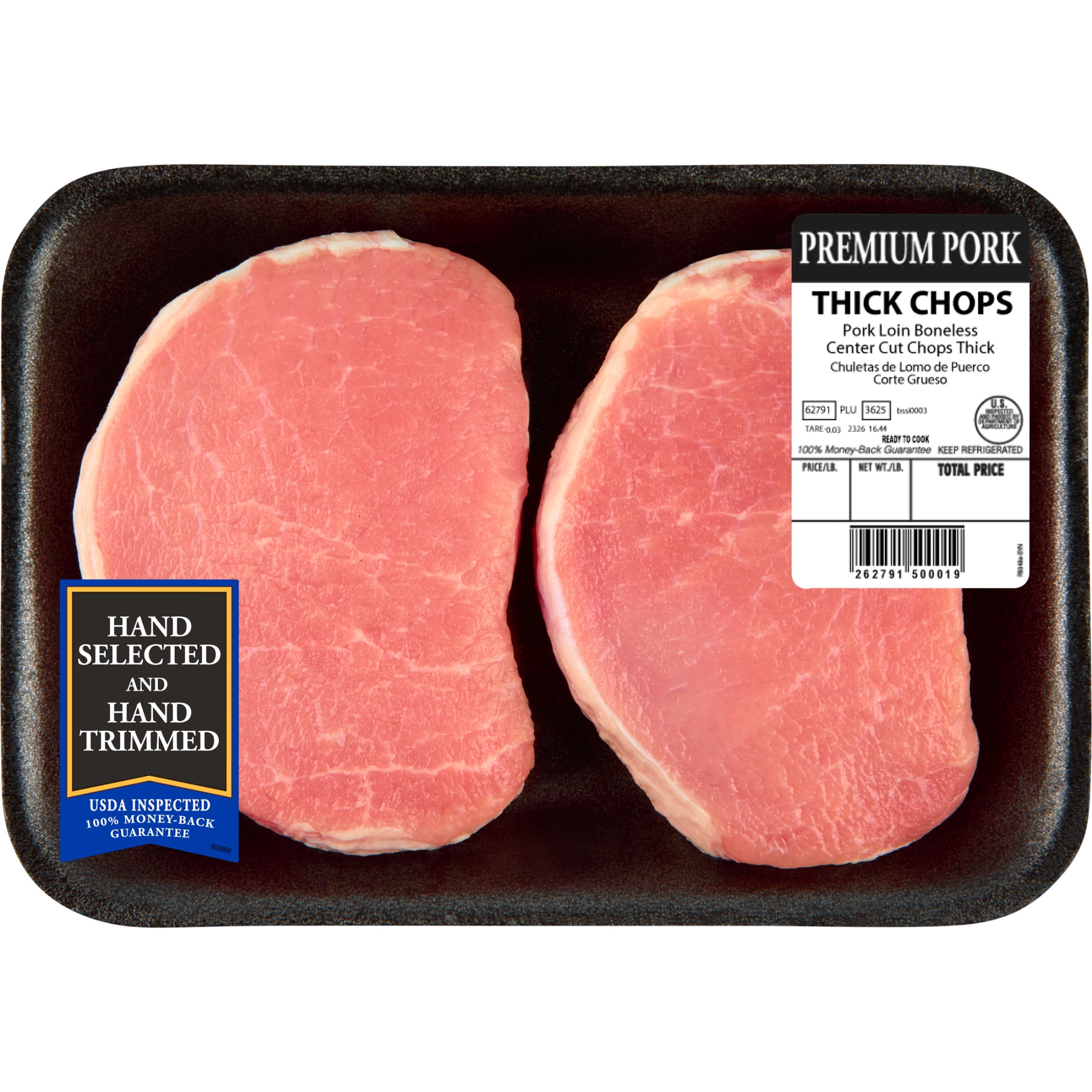 Pork Center Cut Loin Chops, Thick, Boneless, 2 count, 0.87 - 1.17 lb ...