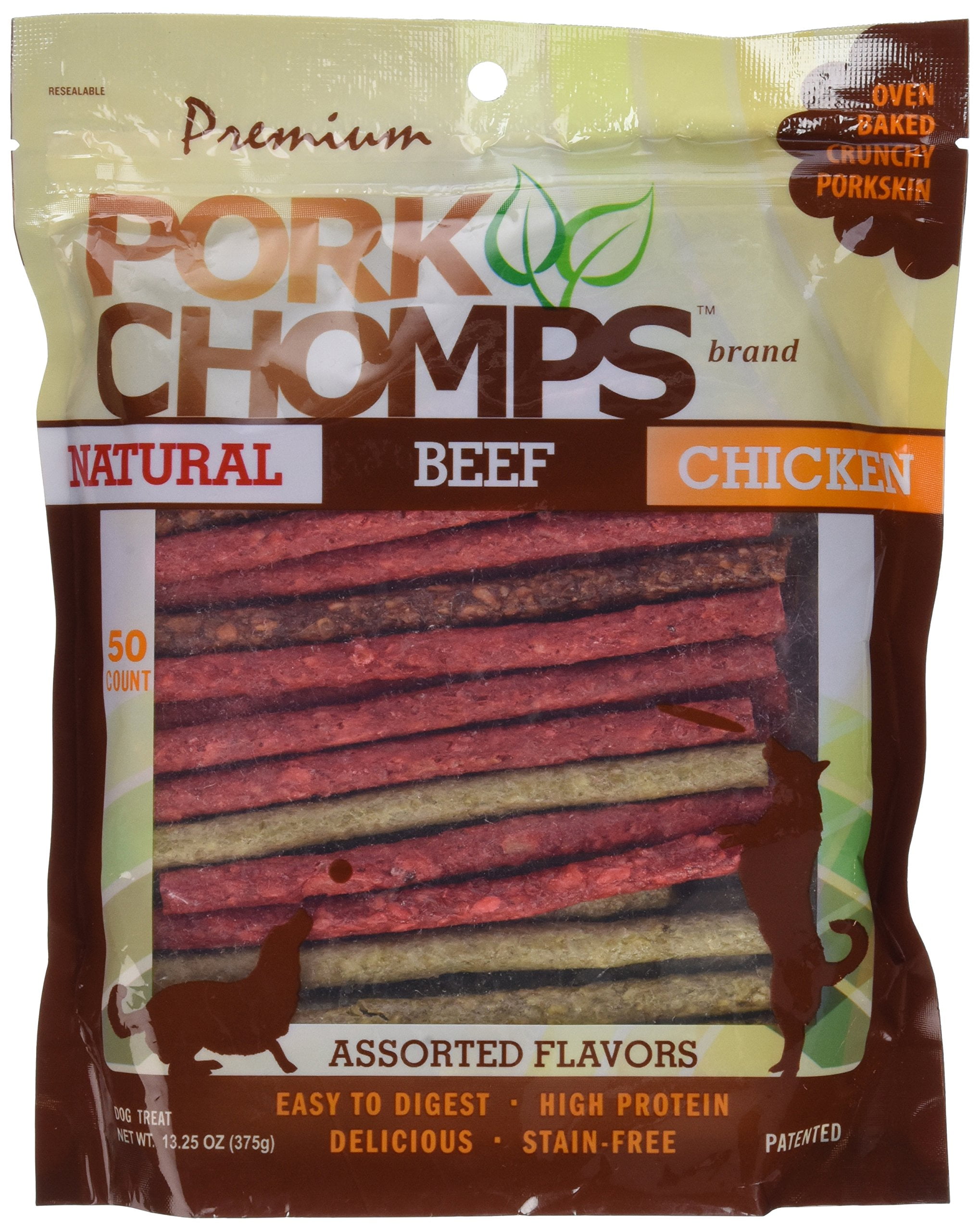 Pork Chomps Dog Chews, 5-inch Munchy Sticks, Assorted Flavors, 50 Count ...