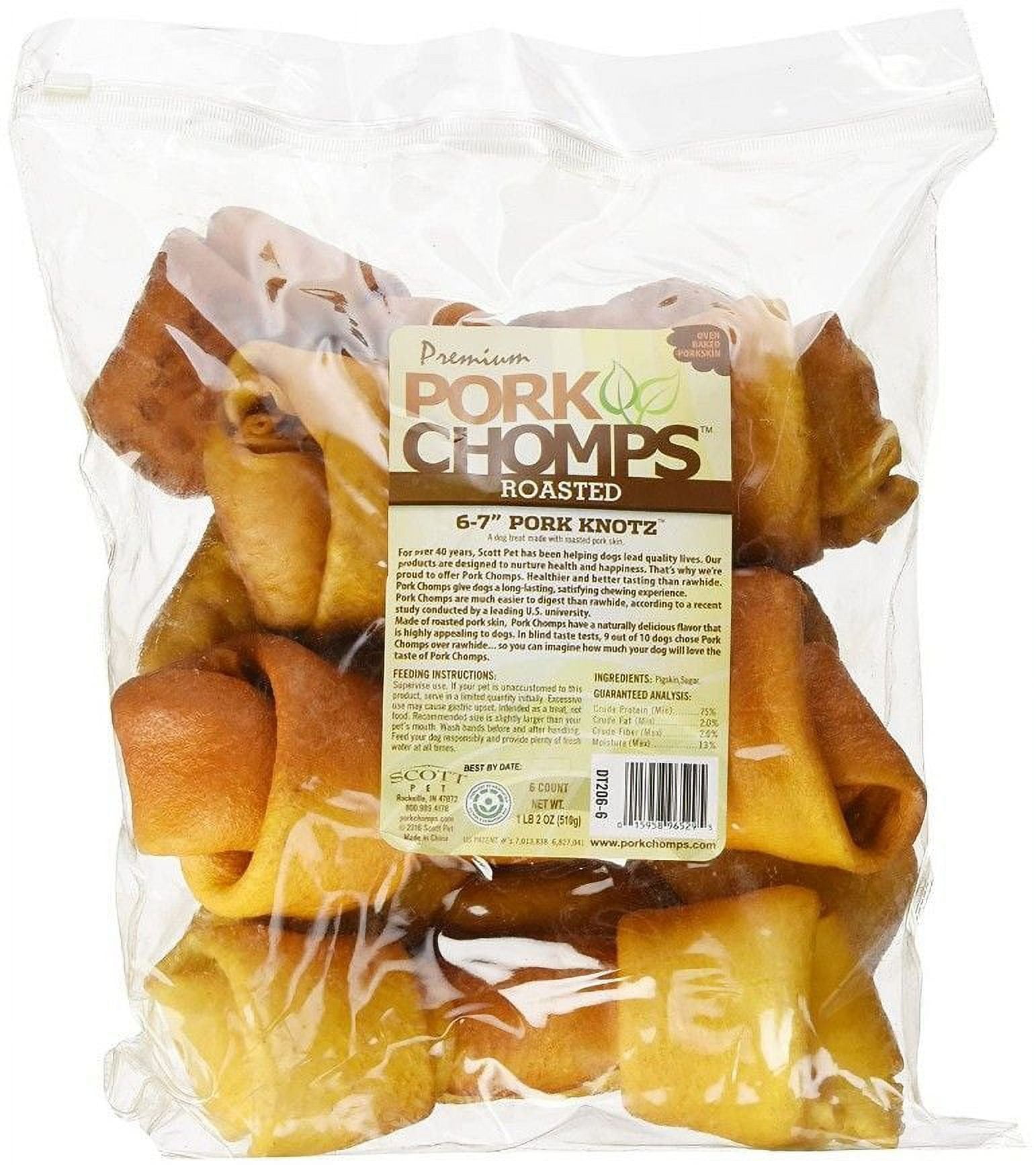 Pork Chomps Premium Roasted 6-7 Inch Pork Knotz Bones [Dog, Treats ...