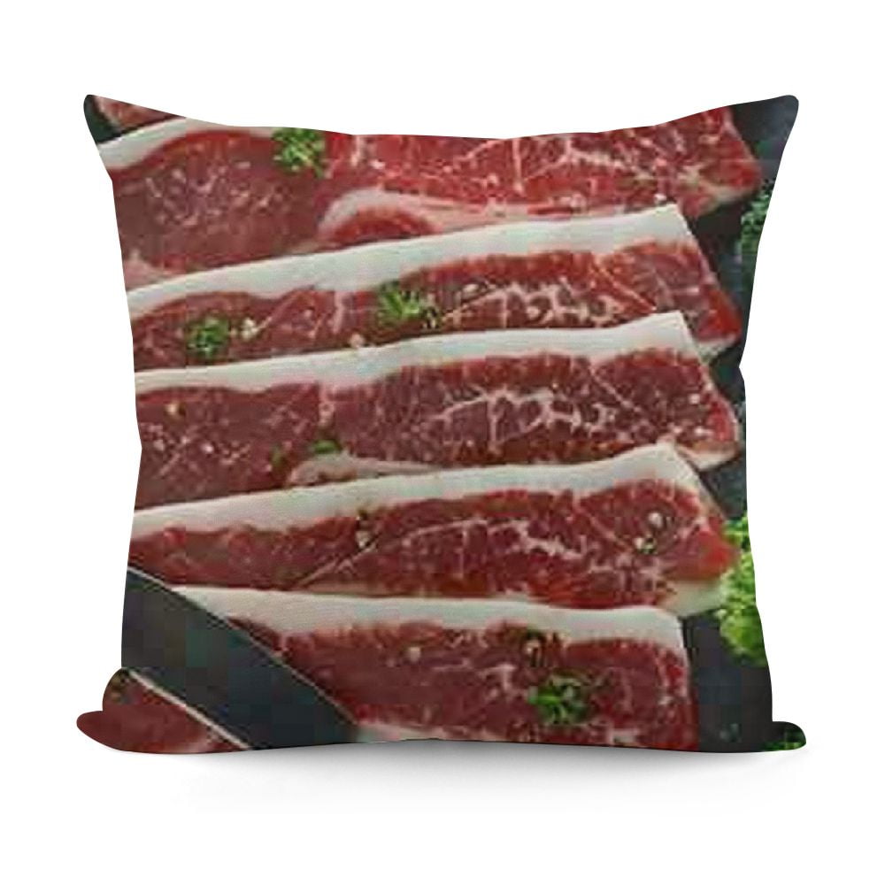 Pork Chops Meat Food Texture Throw Pillow Sleeping Sofa Cushion Cover ...
