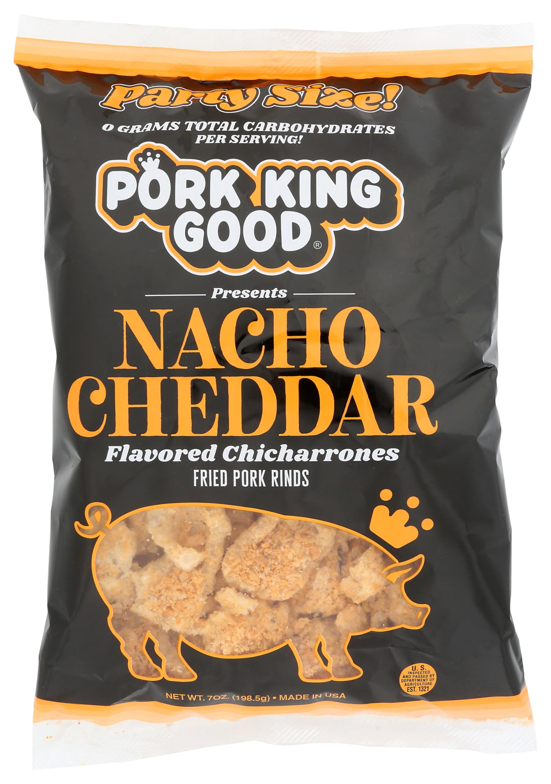 Pork King Good Nacho MZF22 Cheddar Pork Rinds 7 OZ FAMILY SIZE ...