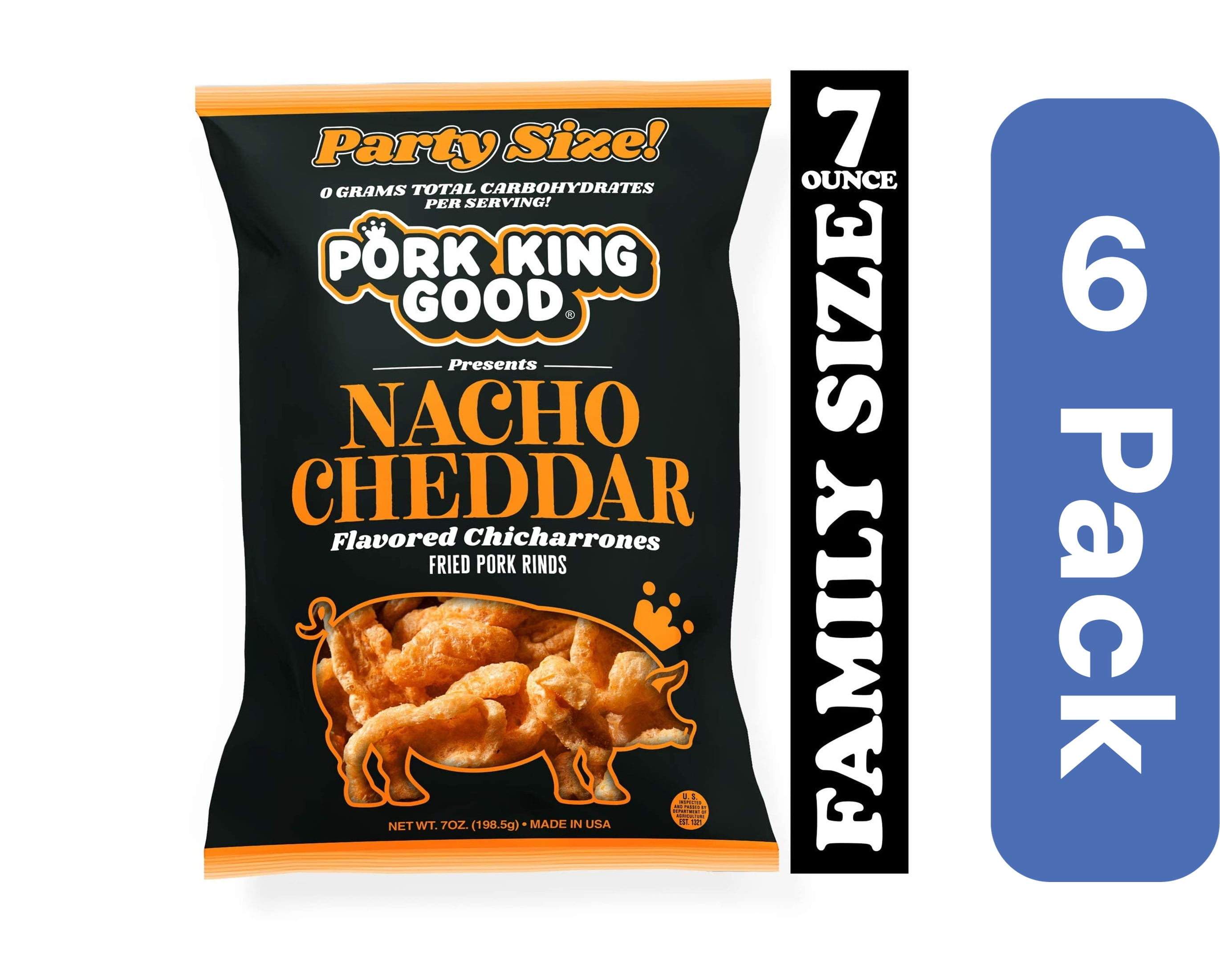Pork King Good Pork Rinds Nacho Cheddar 7 oz (Pack Of 6) - Walmart.com