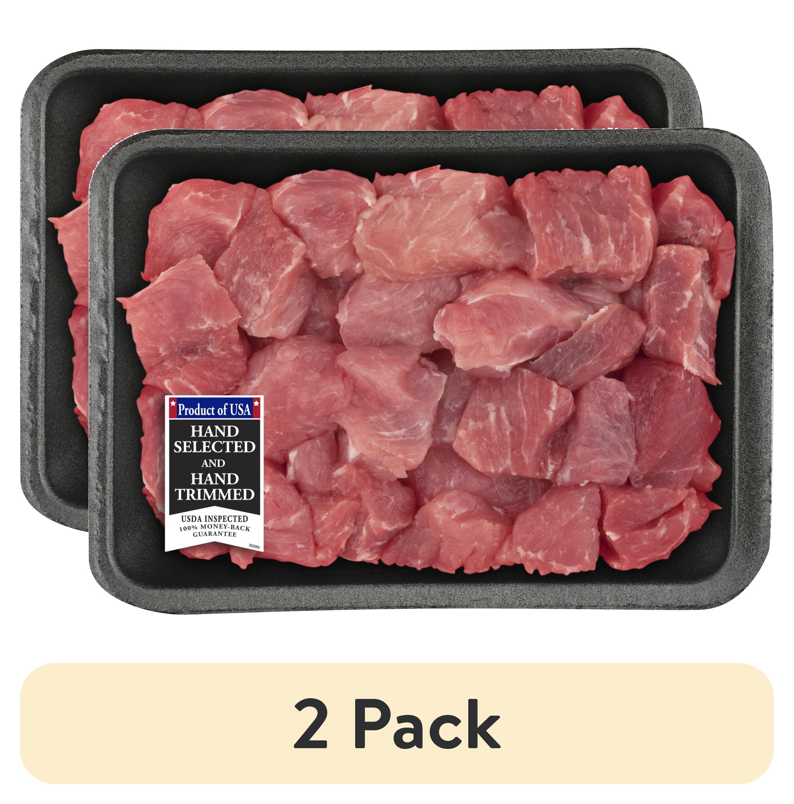 (2 pack) Pork Stew Meat Boneless, 0.9 - 2.0 lb Tray - Walmart.com