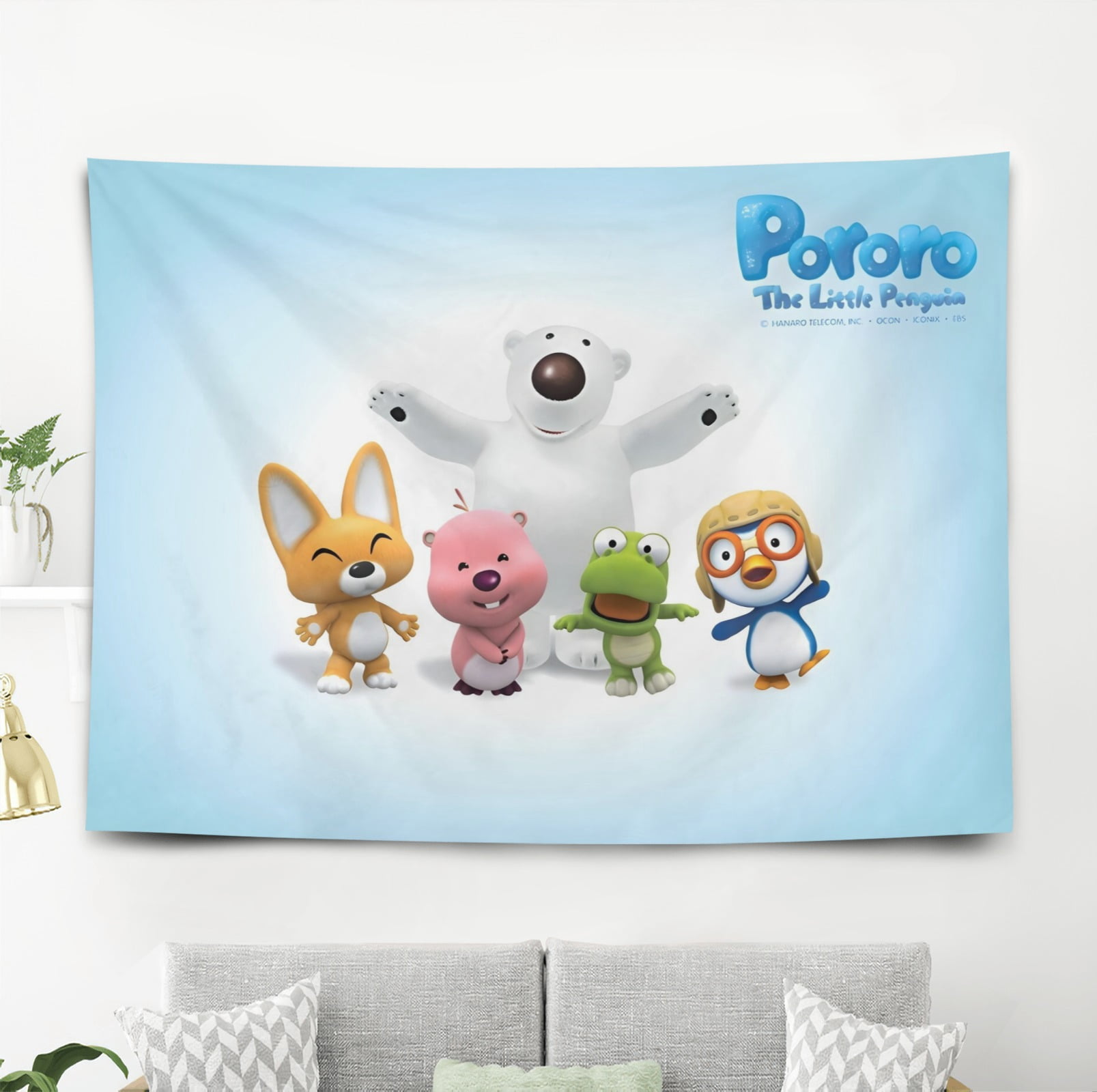 Pororo The Little Penguin Pattern Wall Hanging 50*60 Inches High ...