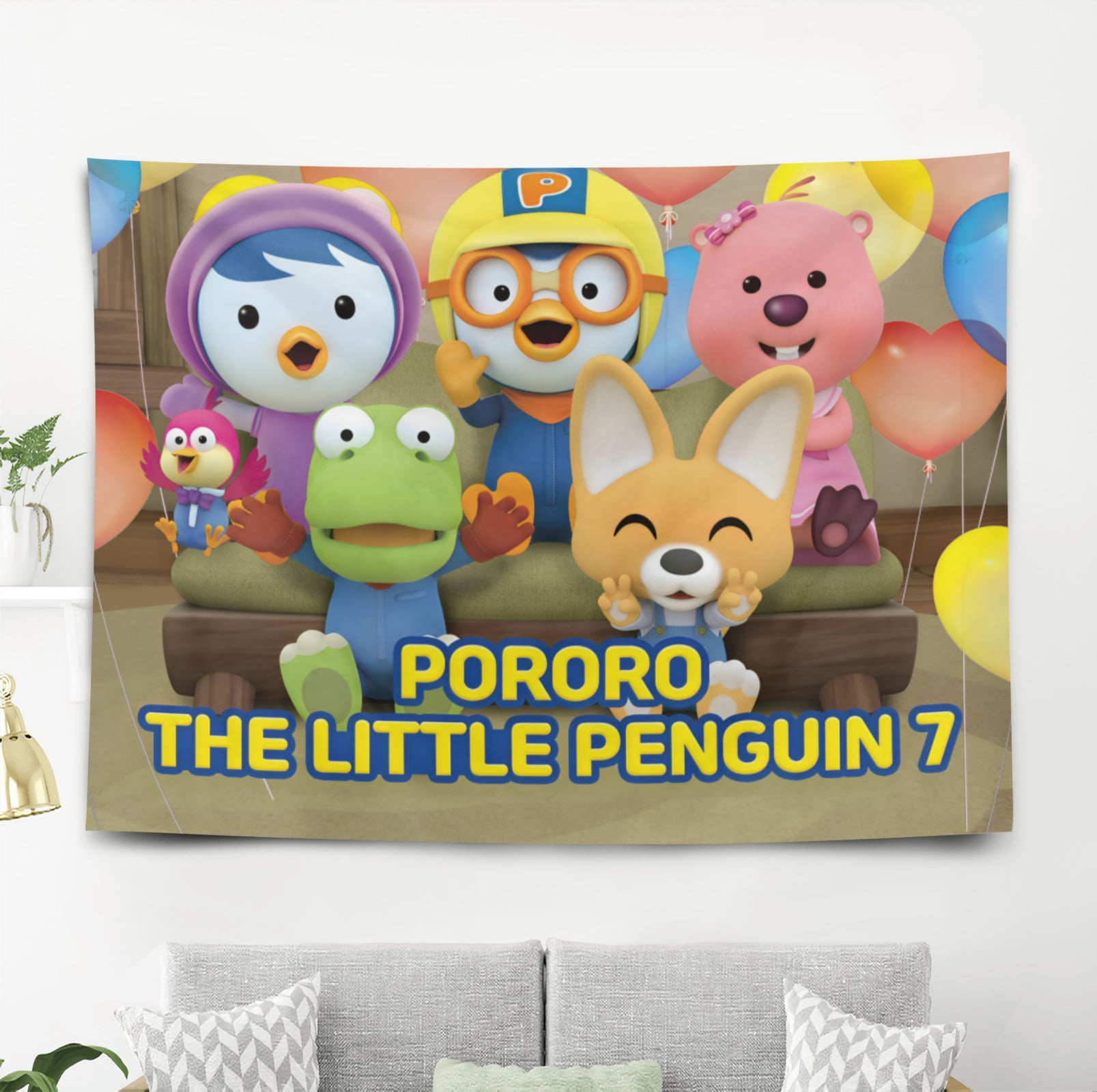 Pororo The Little Penguin Tapestry Gift Wall Hanging Backdrop for Room ...