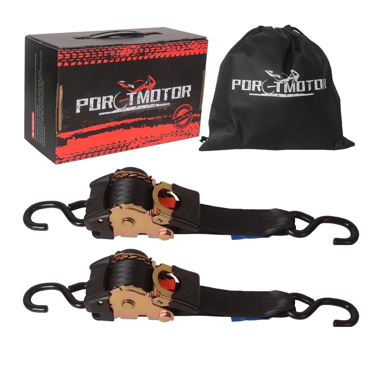 Porotmotor Heavy Duty 2in x 10ft Retractable Ratchet Straps Bolt-On ...