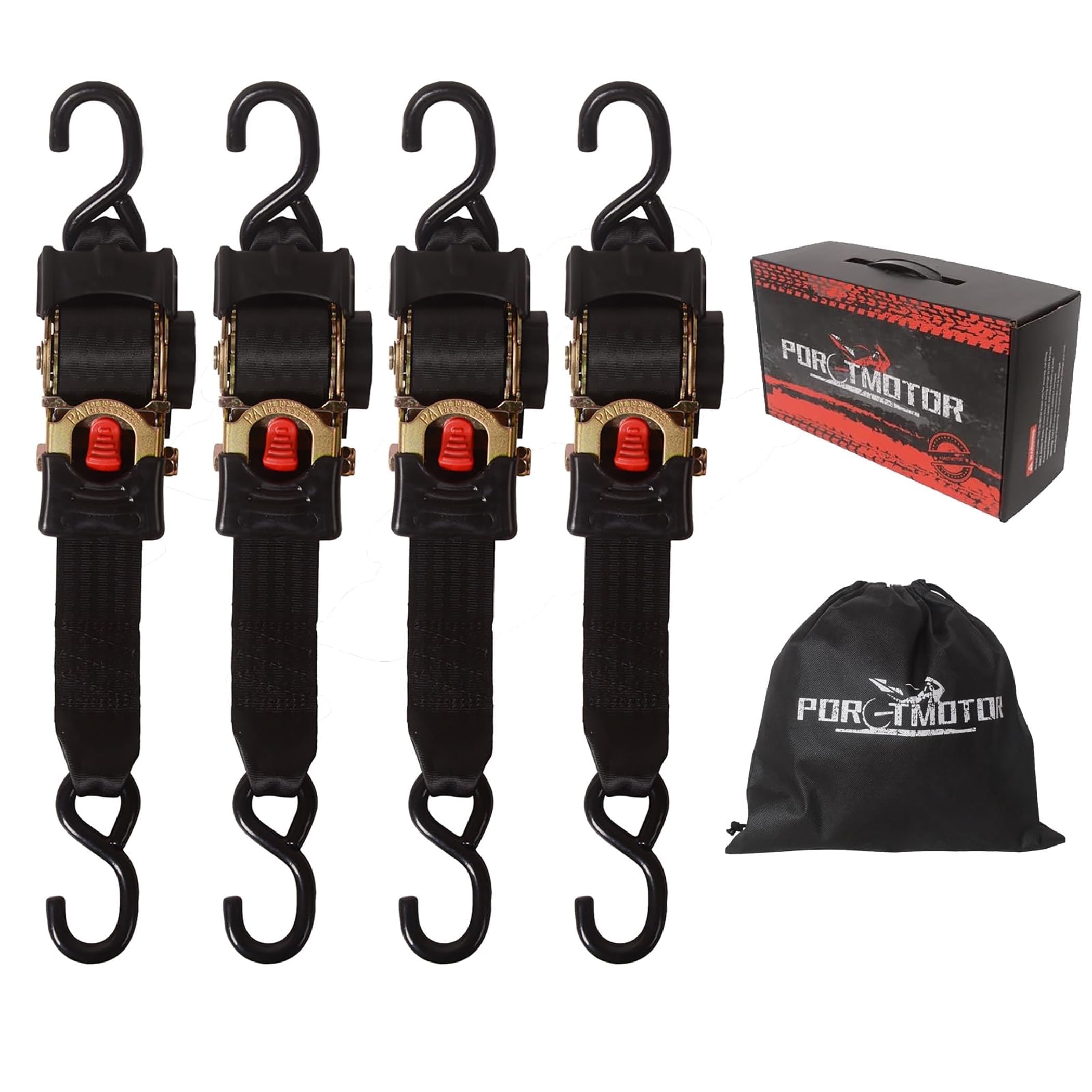 Porotmotor 2in x 10ft Retractable Ratchet Tie Down Straps 4pc Heavy ...