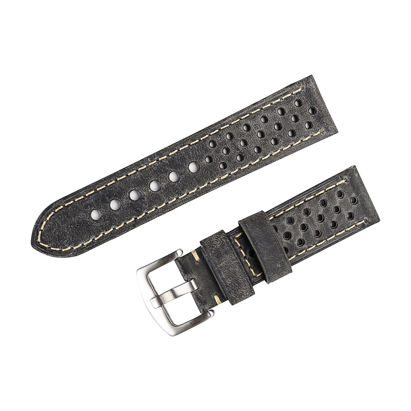 Porous 23mm Leather Watch Strap Vinatge Color Watch Leather Belt For ...