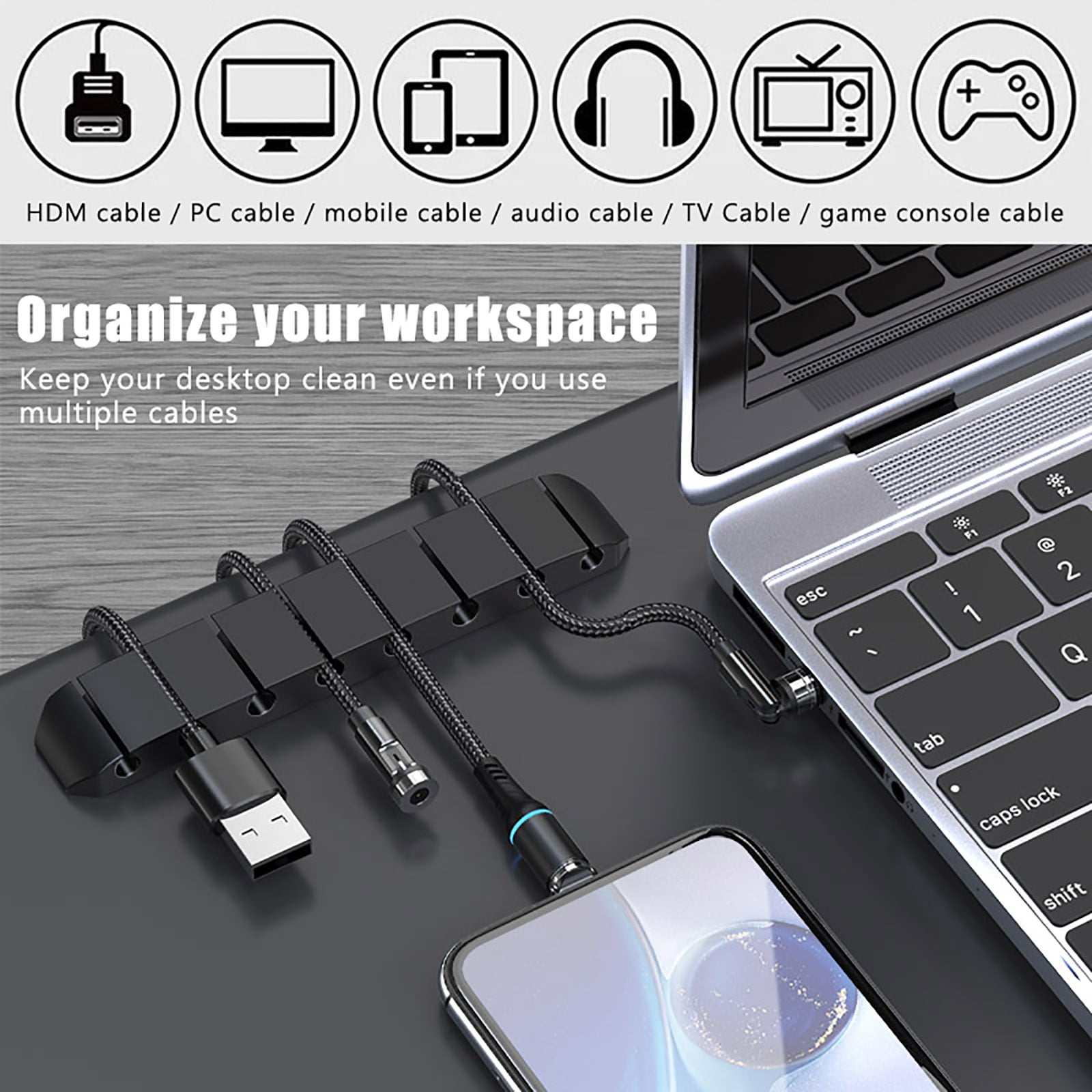 Porous Cable Cord Line Tie Fixer Organizer Charger Desktop Clip Wire ...