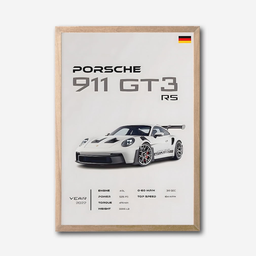 Porsche 911 GT3 RS Canvas Wall Art, Modern Supercar Artwork, Luxury ...