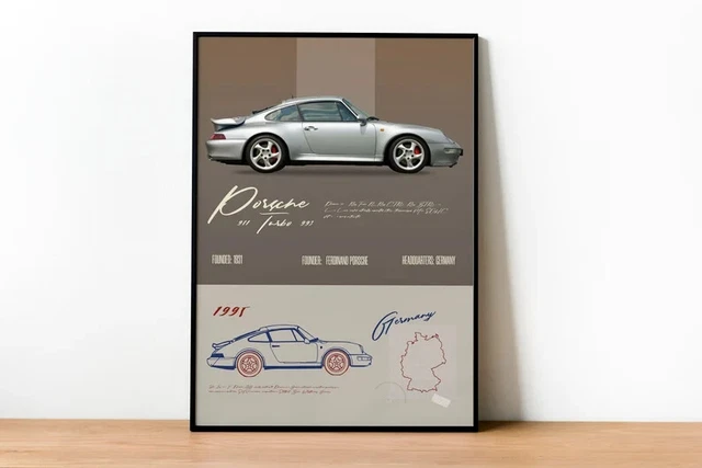 Porsche 911 Turbo 996 2001 Turbo Vintage Styled Wall Art Beat NO FRAMED ...