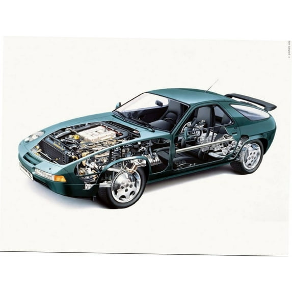 Porsche 928 Cutaway poster Metal Print 12"x16" Large Metal Print 12x16 ...
