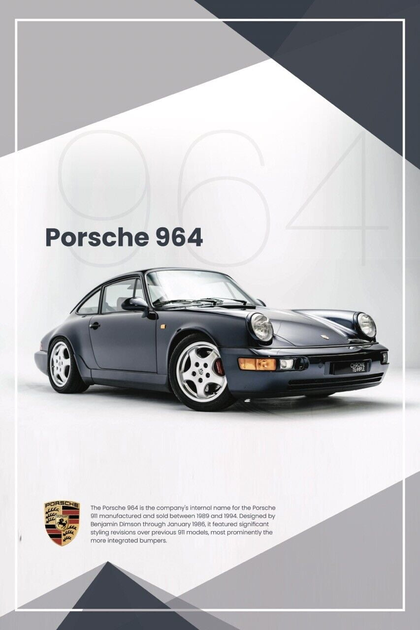 Porsche 964 Vintage 24x36 poster man cave 911 944 euro dtm rwb singer ...