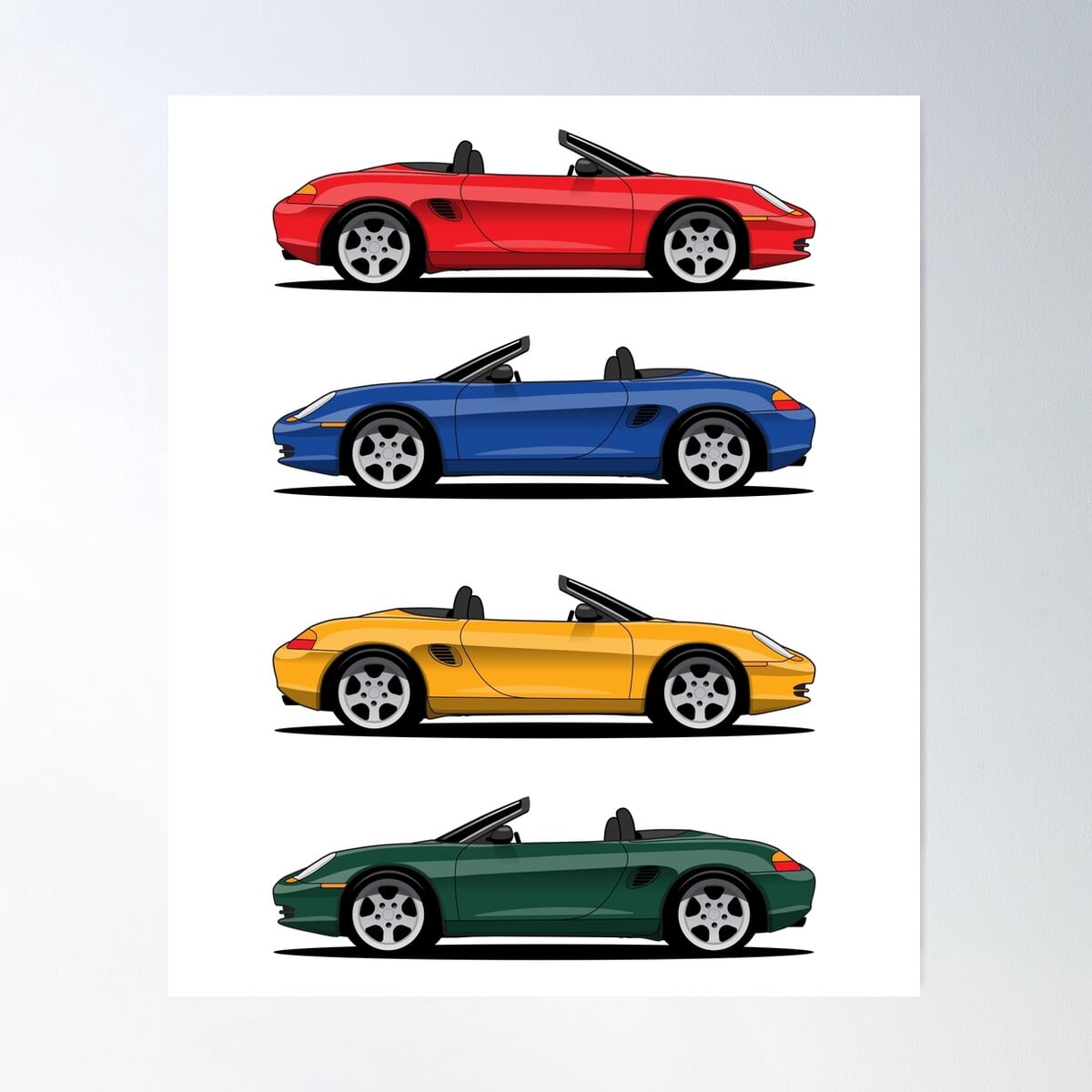 Porsche 986 Boxster Color Stack Classic Illustration Poster Wall Art ...