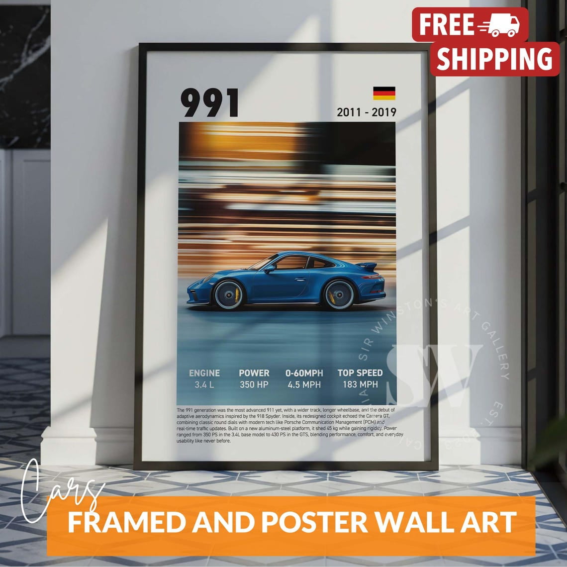 Porsche 991 Print, Vintage Porsche Black And White Vintage Porsche Car ...
