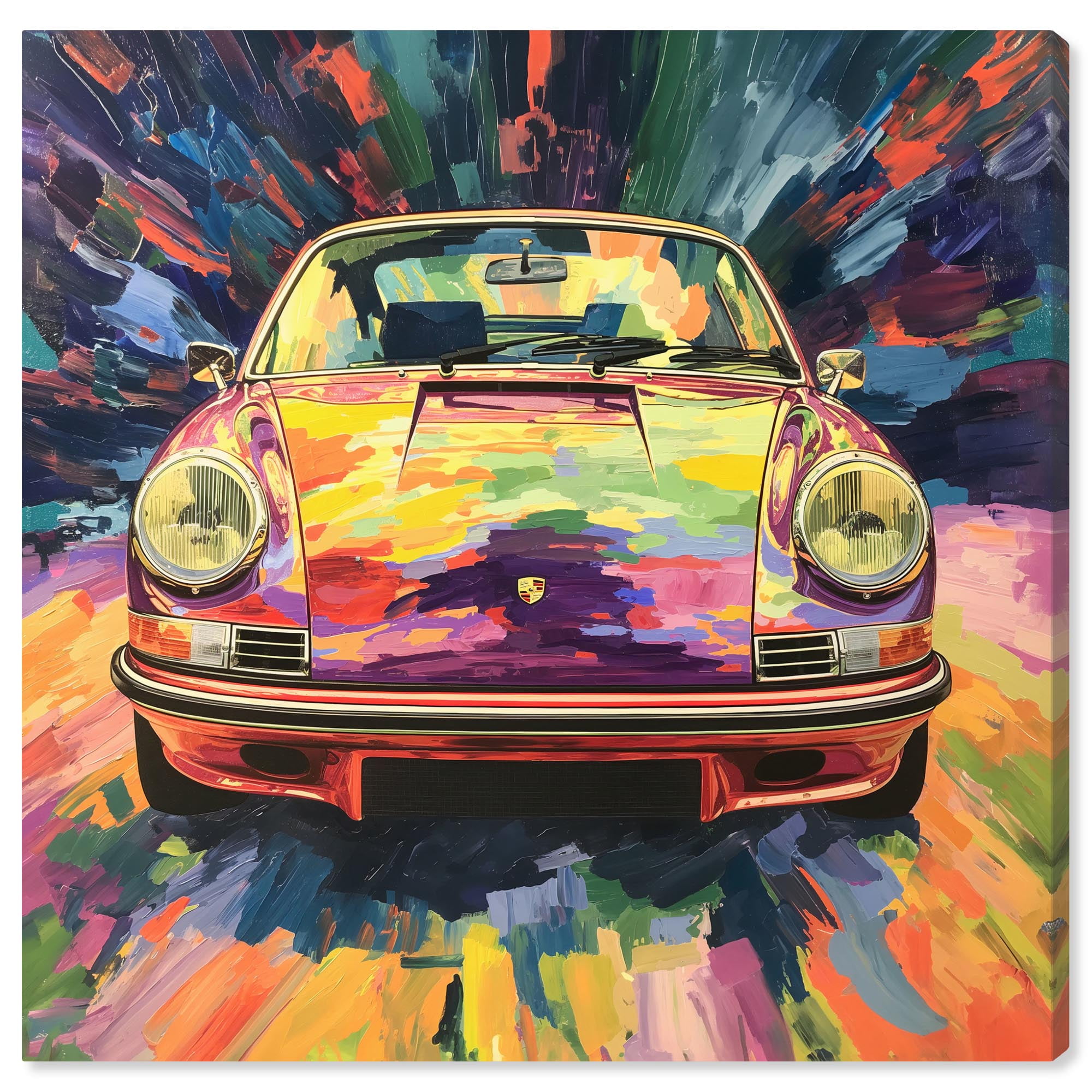 Porsche Aurora Vortex Canvas Graffiti Art by Art Remedy, Gallery Wrapped, 30" x 30" - Walmart.com