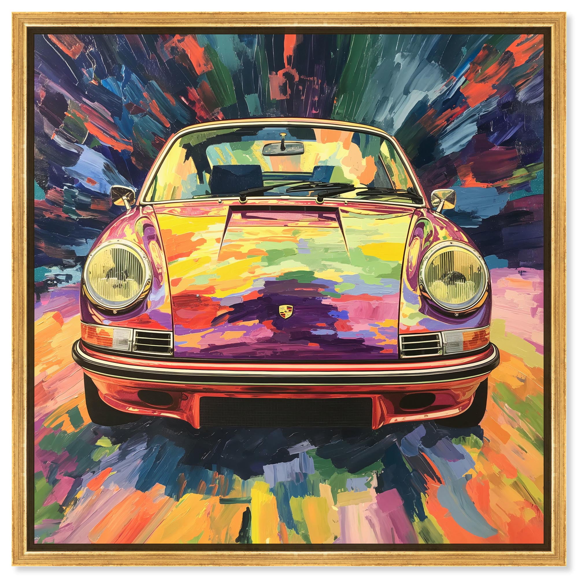 Porsche Aurora Vortex Canvas Graffiti Art by Art Remedy, Gold Frame, 30 ...