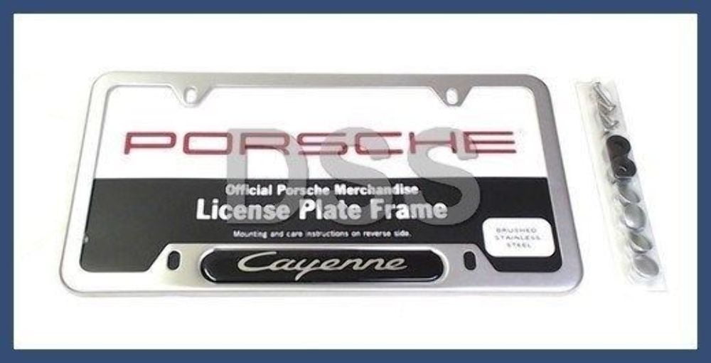 Porsche Cayenne License Plate Frame Brushed Silver Stainless Steel ...