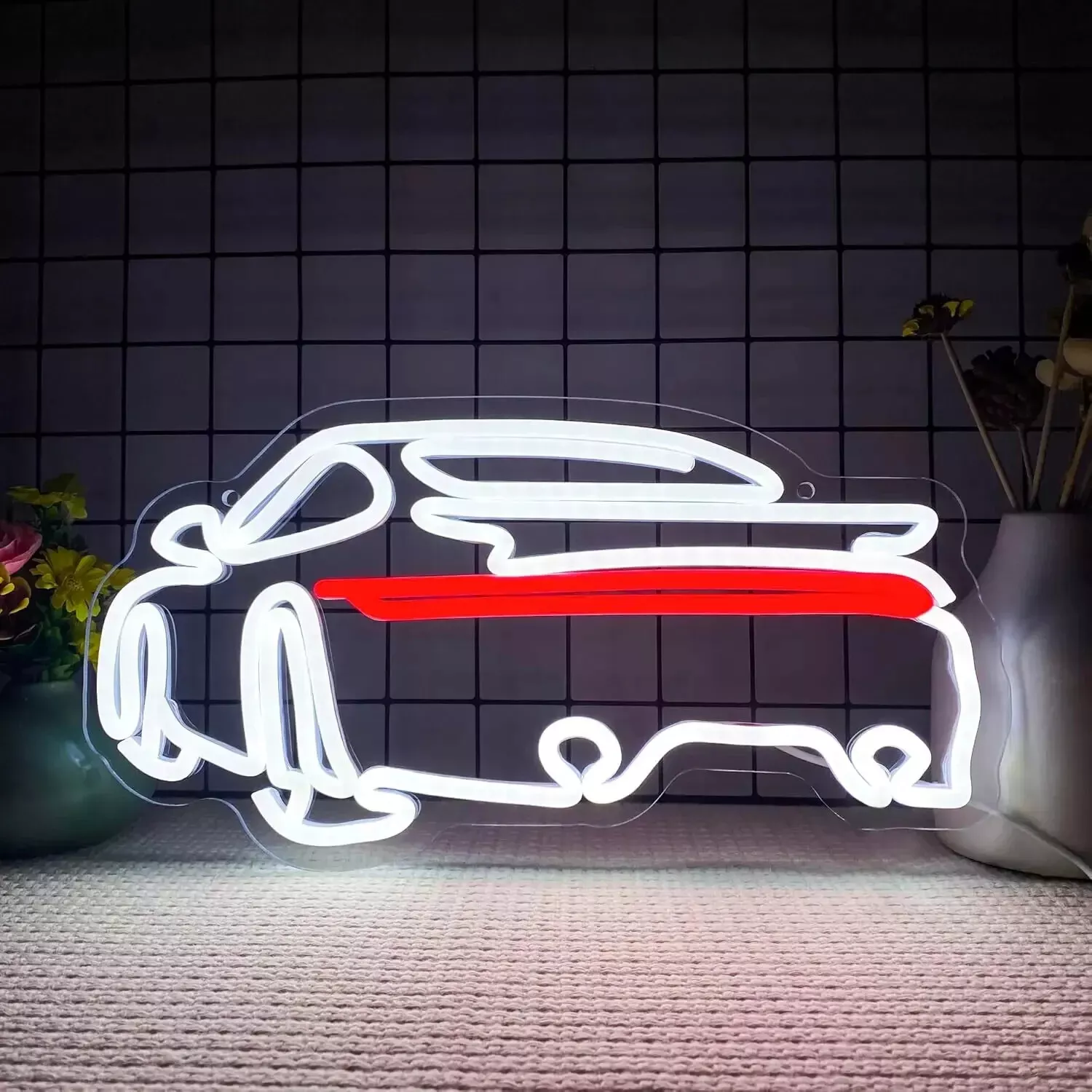 Porsche Sports Car LED Neon Sign USB Power Dimmable Wall Decoration ...