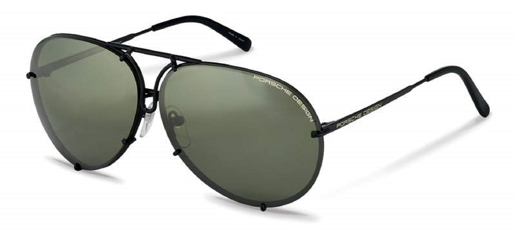 PORSCHE P 8478 D Sunglasses Matte Black Frame Green Sliver Lenses 69mm ...