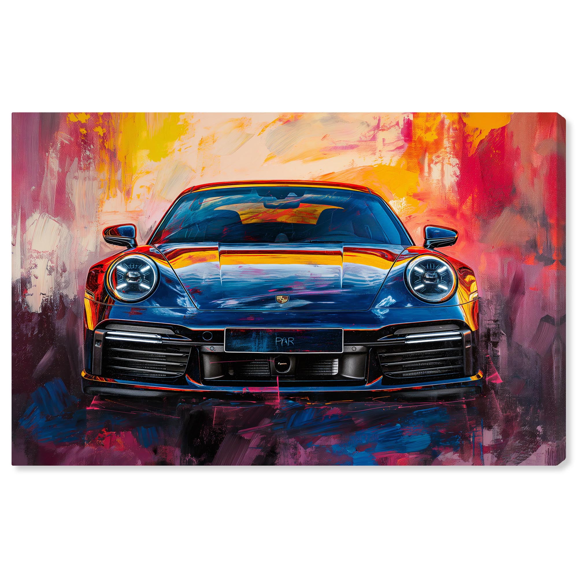 Porsche's Color Velocity Canvas Lux Car Paintings by Art Remedy, Gallery Wrapped, 36" x 24 ...