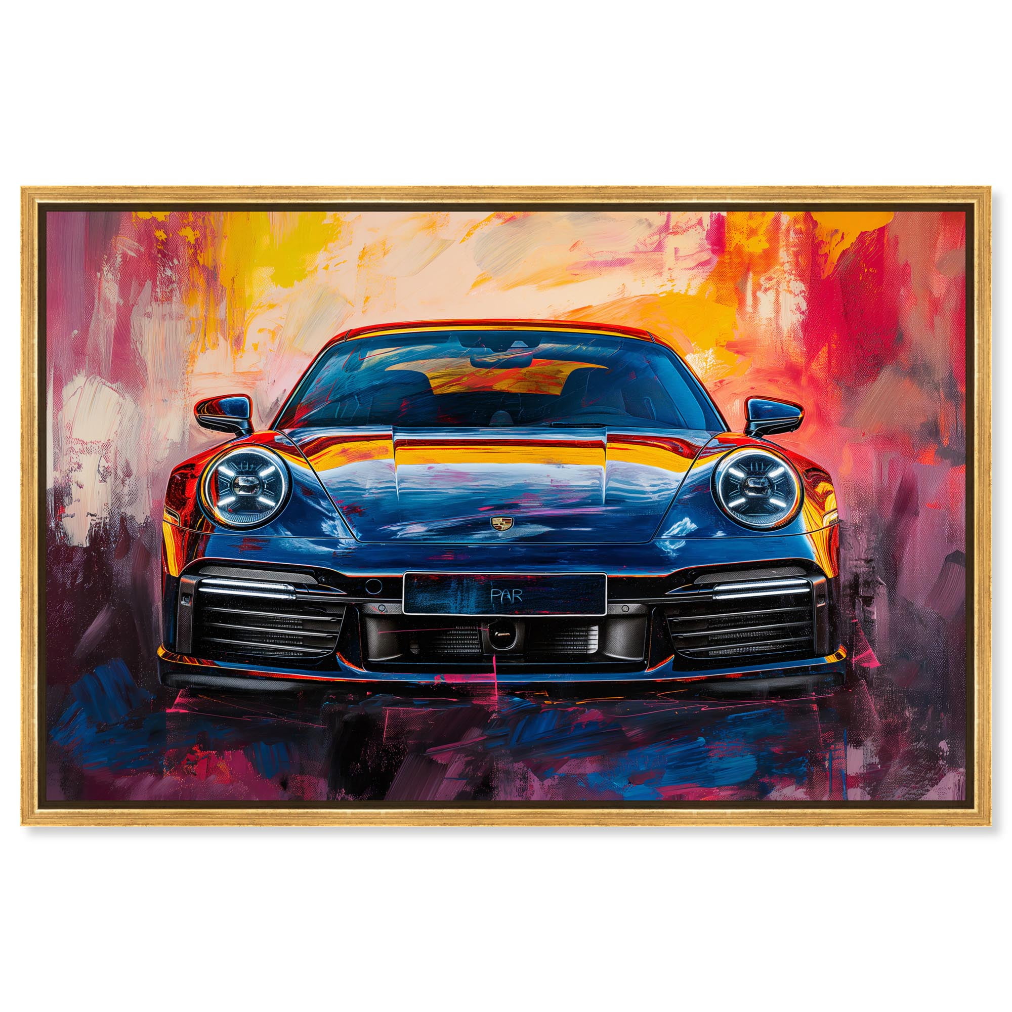 Porsche's Color Velocity Canvas Lux Car Paintings by Art Remedy, Gold ...