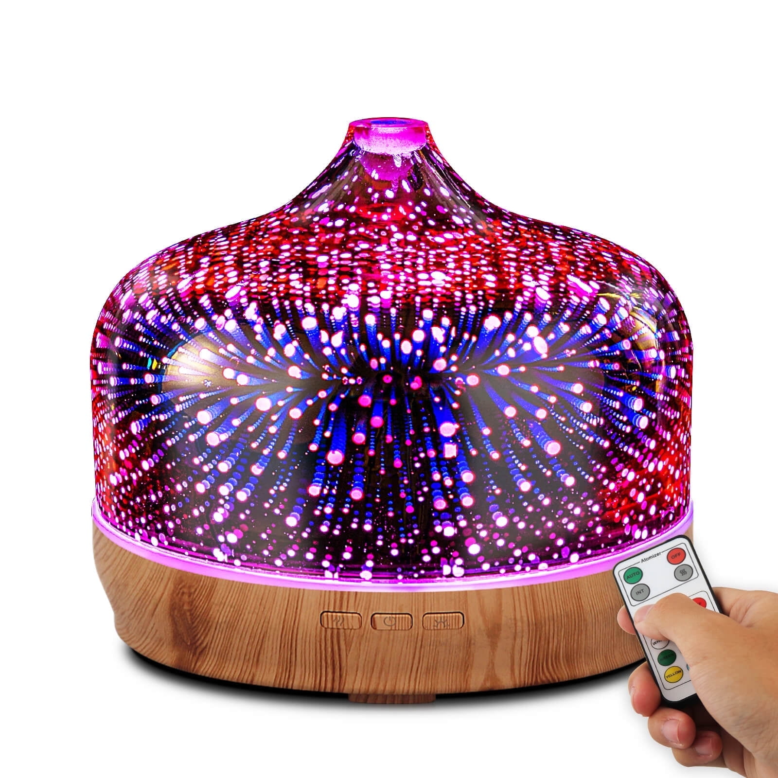 Porseme 500ml 3D Rosegold Essential Oil Diffuser with Remote Control,Waterless Auto-Off Air ...