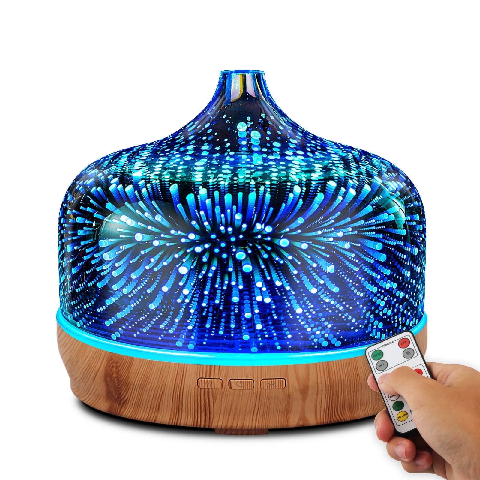 Porseme 500ml 3D Silver Essential Oil Diffuser with Remote Control ...