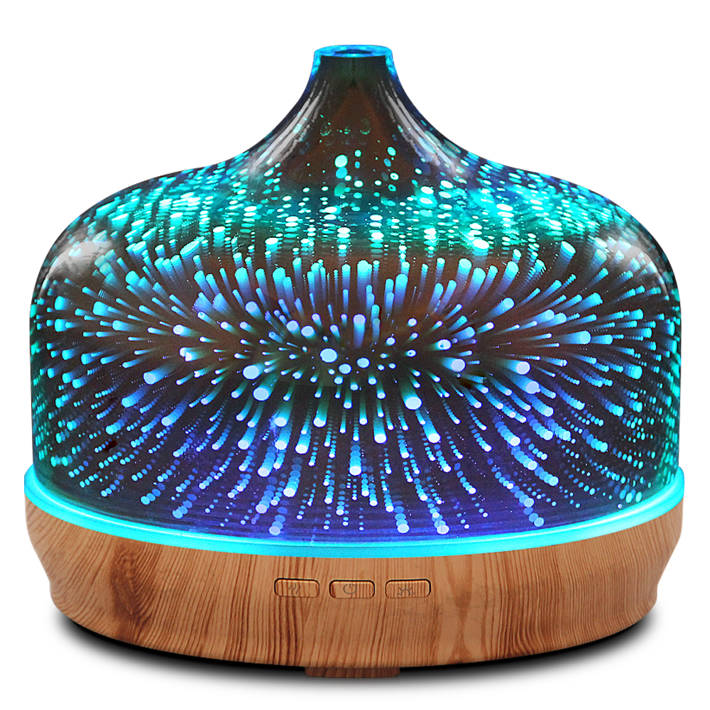 Porseme 500ml Essential Oil Diffuser 3D Silver Glass Aromatherapy ...