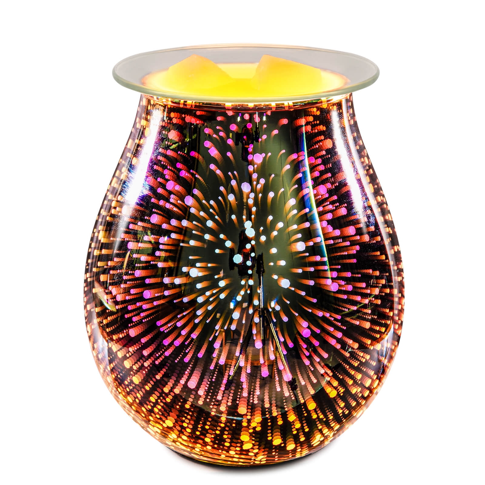 Porseme Electric Wax Warmer 3D Glass Firework Effect Candle Wax Melter ...