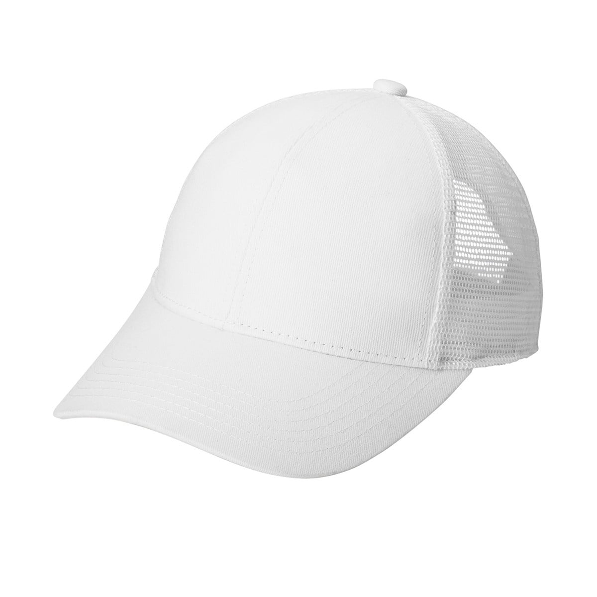 Port Authority Adult Adjustable Cotton/Polyester Mesh Back Cap White ...
