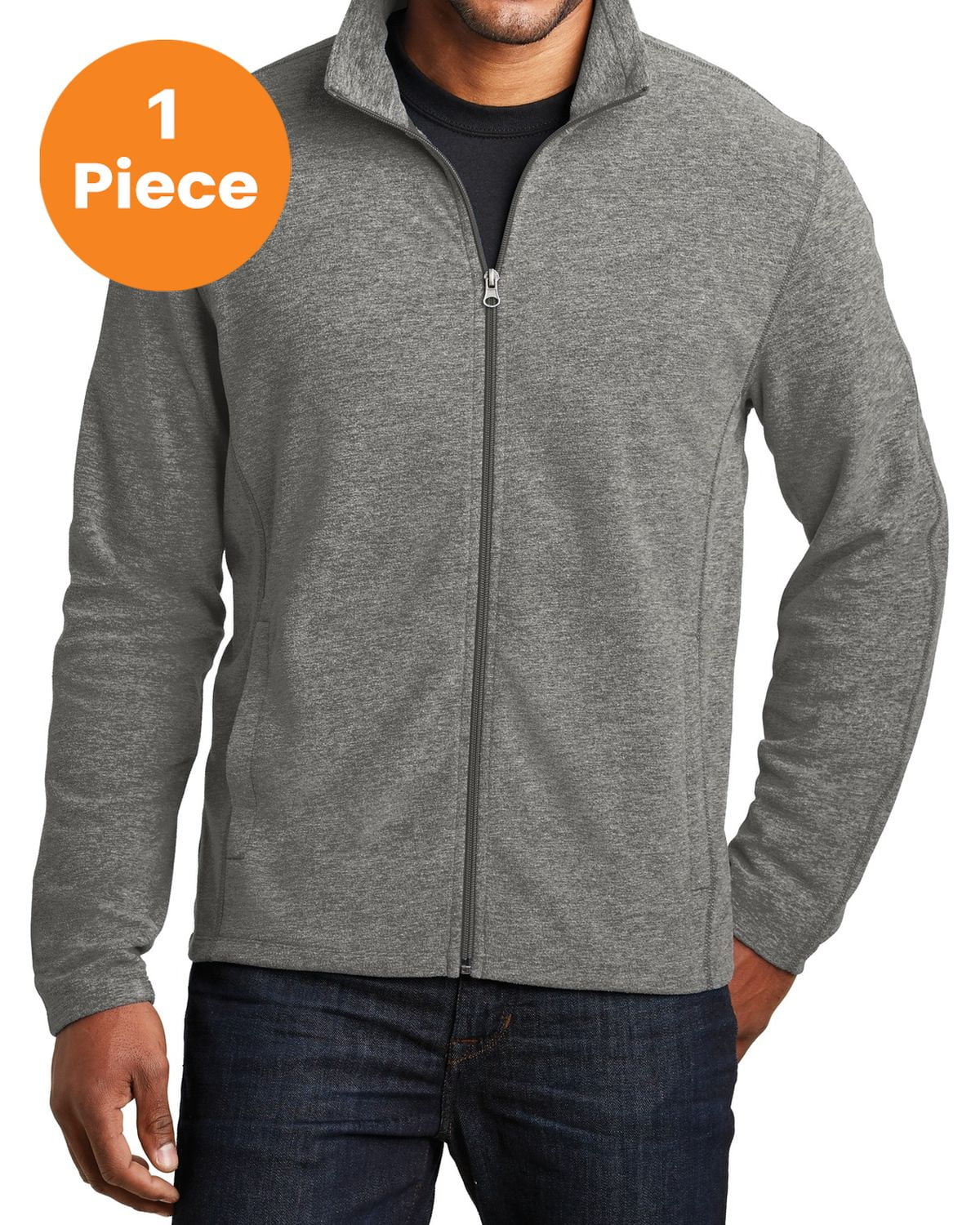 Port Authority F235 Heather Microfleece Full-Zip Jacket, Pearl Grey ...