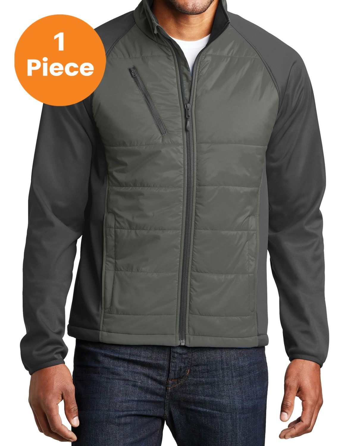 Port Authority J787 Hybrid Soft Shell Jacket, Smoke Grey/ Grey Steel, L ...