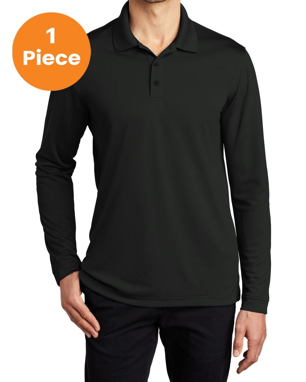 Port Authority K110LS Dry Zone UV Micro-Mesh Long Sleeve Polo, Deep ...