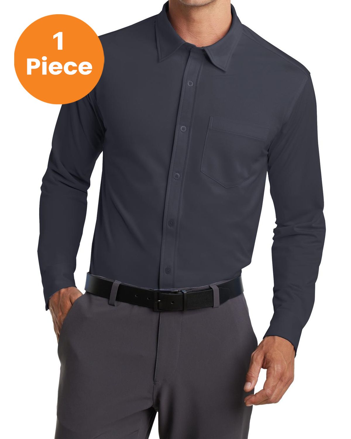 Port Authority K570 Dimension Knit Dress Shirt , Battleship Grey, S ...