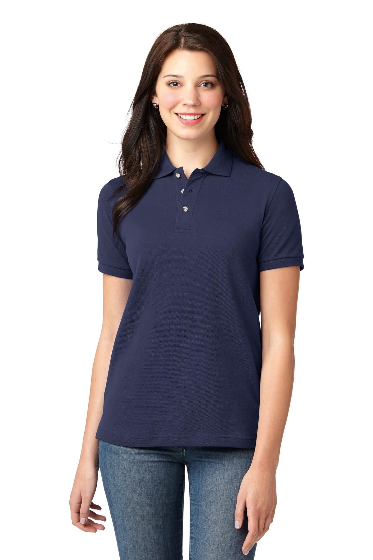 Port Authority L420 Ladies Heavyweight Cotton Pique Polo T-Shirt, Navy ...