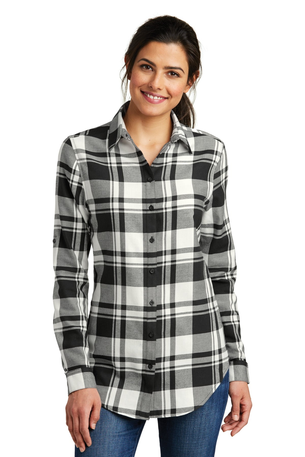 Port Authority LW668 Ladies Plaid Flannel Shirt, Engine Red, XXL ...