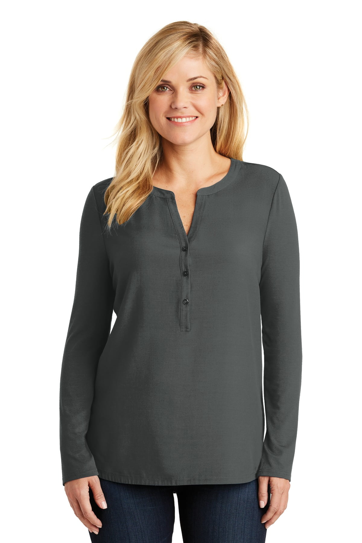Port Authority Ladies Concept Henley Tunic, Grey Smoke, L - Walmart.com