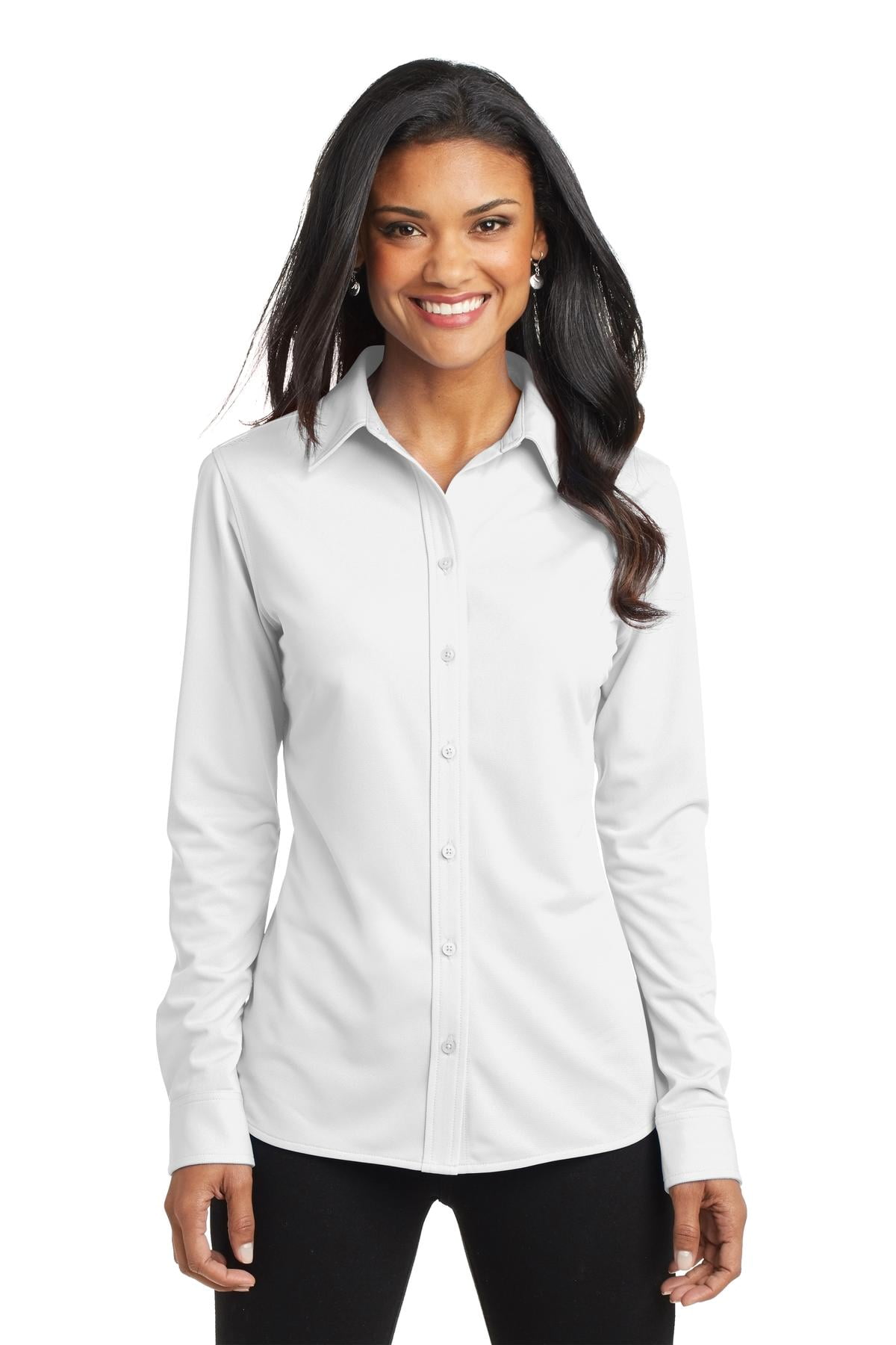 Port Authority Ladies Dimension Knit Dress Shirt - Walmart Business ...