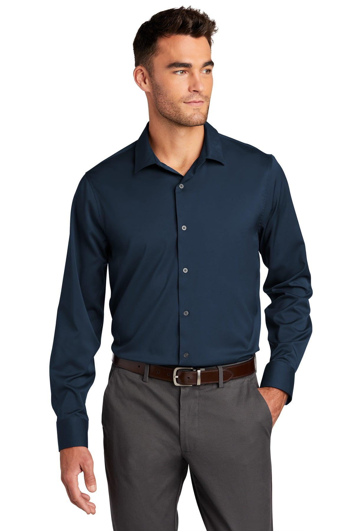 Port Authority Long Sleeve Collared Plain Button-Up Shirt (Men's or ...