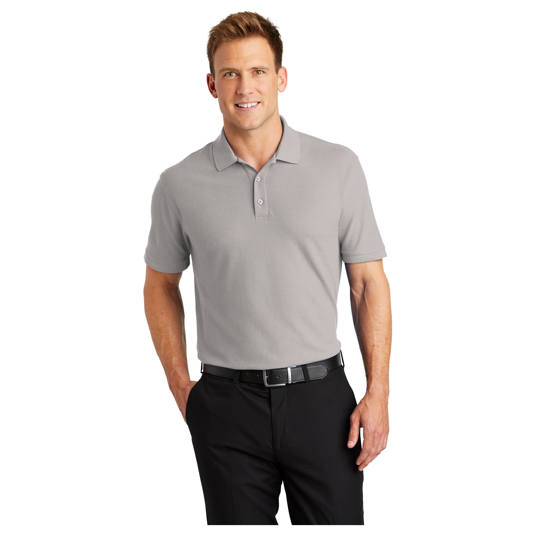 Port Authority Men's Adult Core Classic Pique Polo Shirt Gusty Grey ...